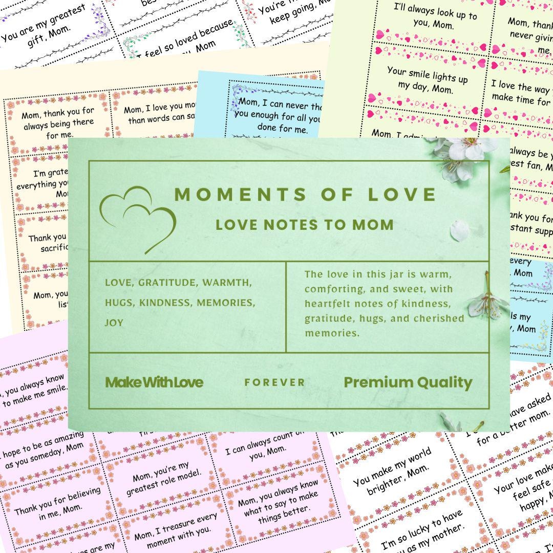 Printable Messages for Mom, Mother's Love Jar, Personalized Gift for ...