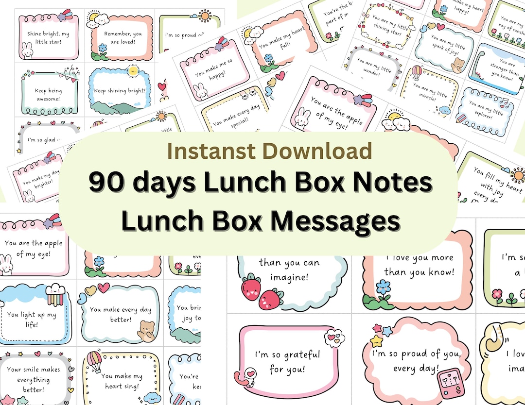 Printable Lunchbox Notes: 90 Kids' Encouragement Messages (PDF) - Etsy