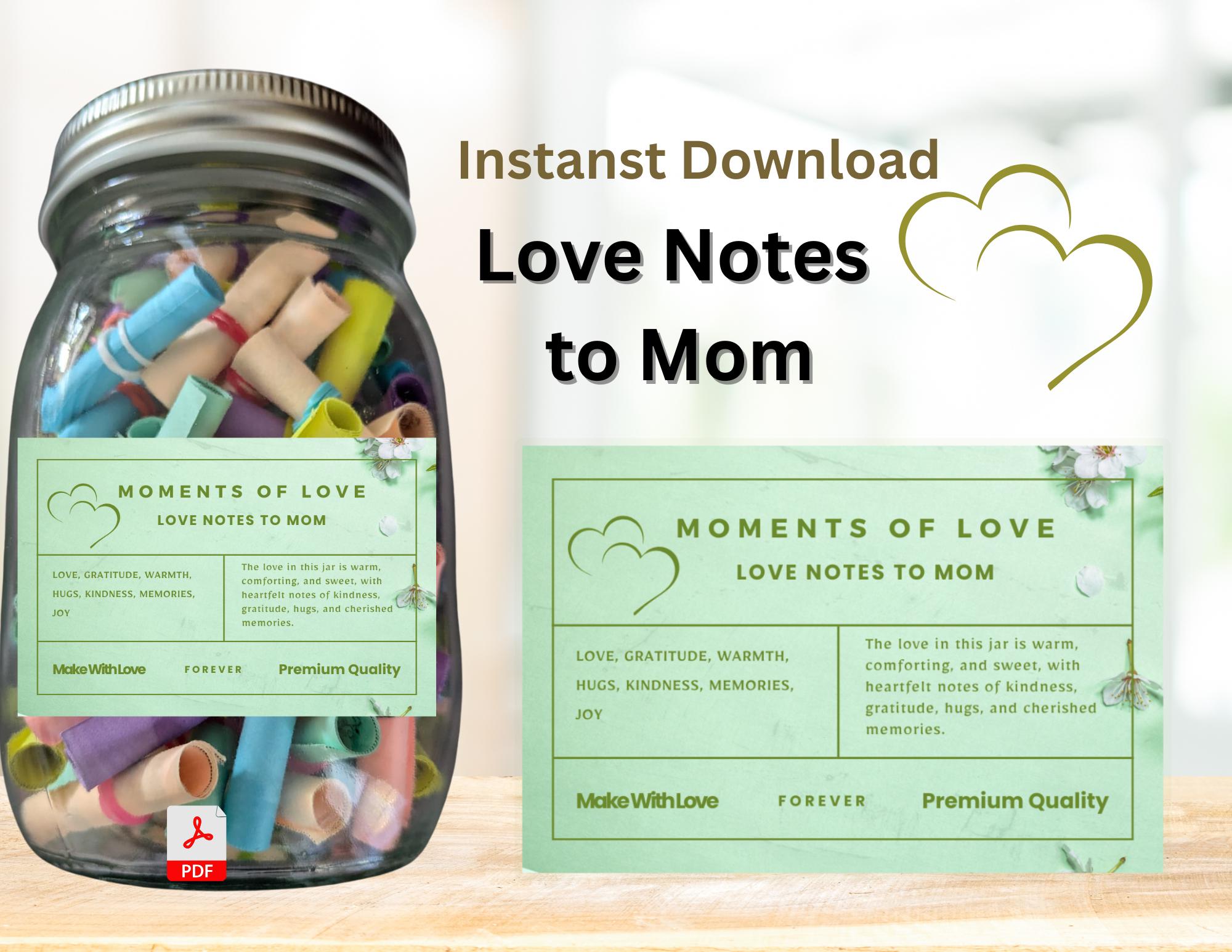 Printable Messages for Mom, Mother's Love Jar, Personalized Gift for ...