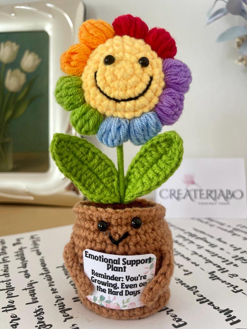 Personalized Gift – Crochet Flower Pot Decor – Encouragement Gift ...