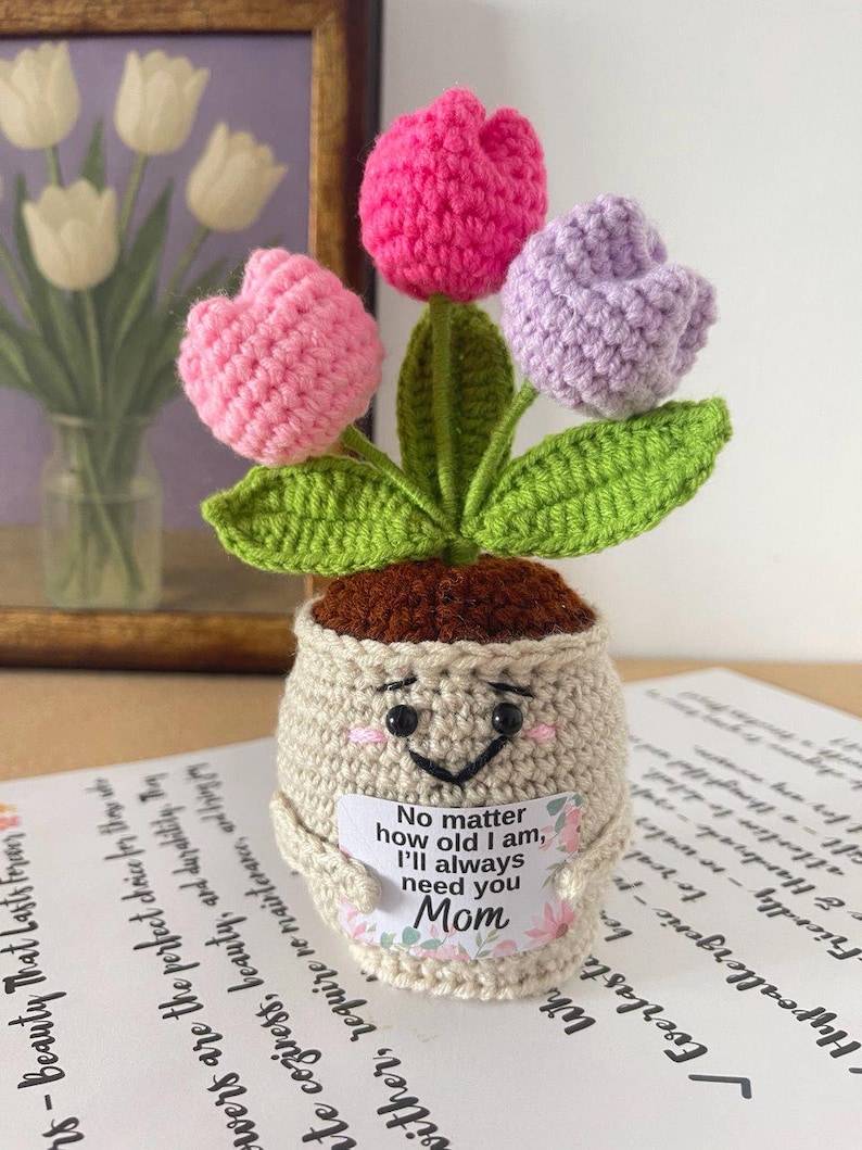 Personalized Gift – Crochet Flower Pot Decor – Encouragement Gift ...