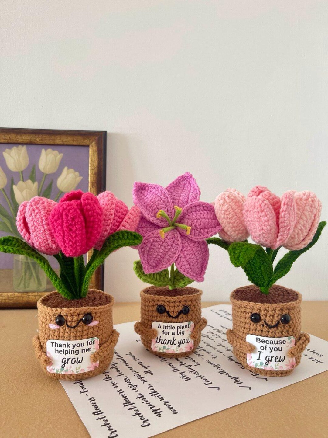 Personalized Gift – Crochet Flower Pot Decor – Encouragement Gift ...
