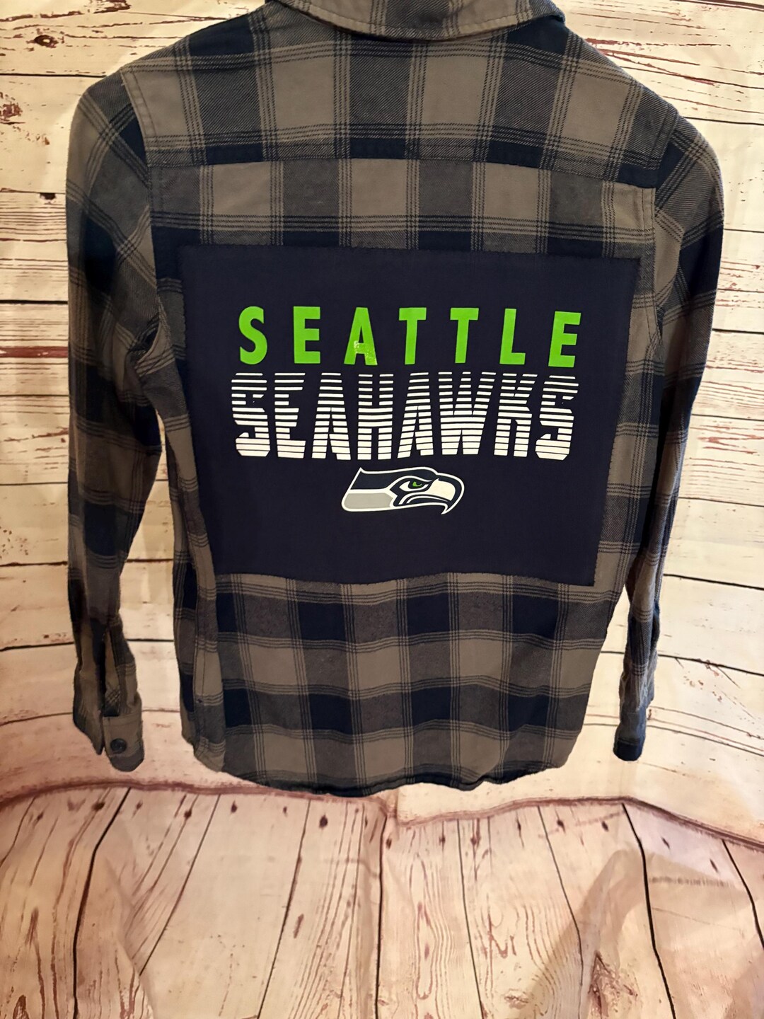 Upcycled Seattle Seahawks Flannel Shirt - Kids Large - Etsy