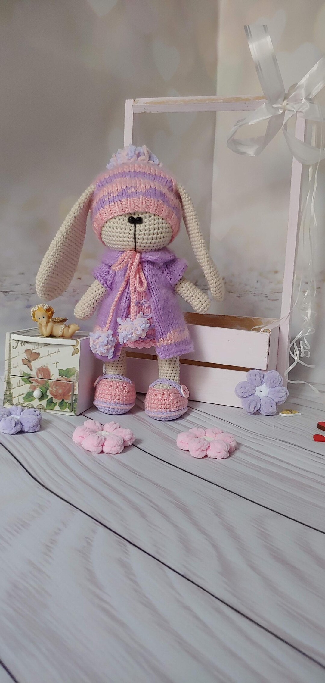 Soft Knitted Toy Rabbit - Gift for a Child Cute Knitted Rabbit Toy ...