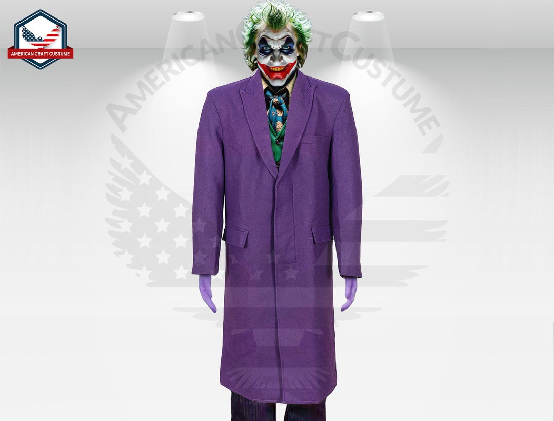 Handmade Joker Purple Coat, Heath Ledger Cosplay Trench Coat for Men ...