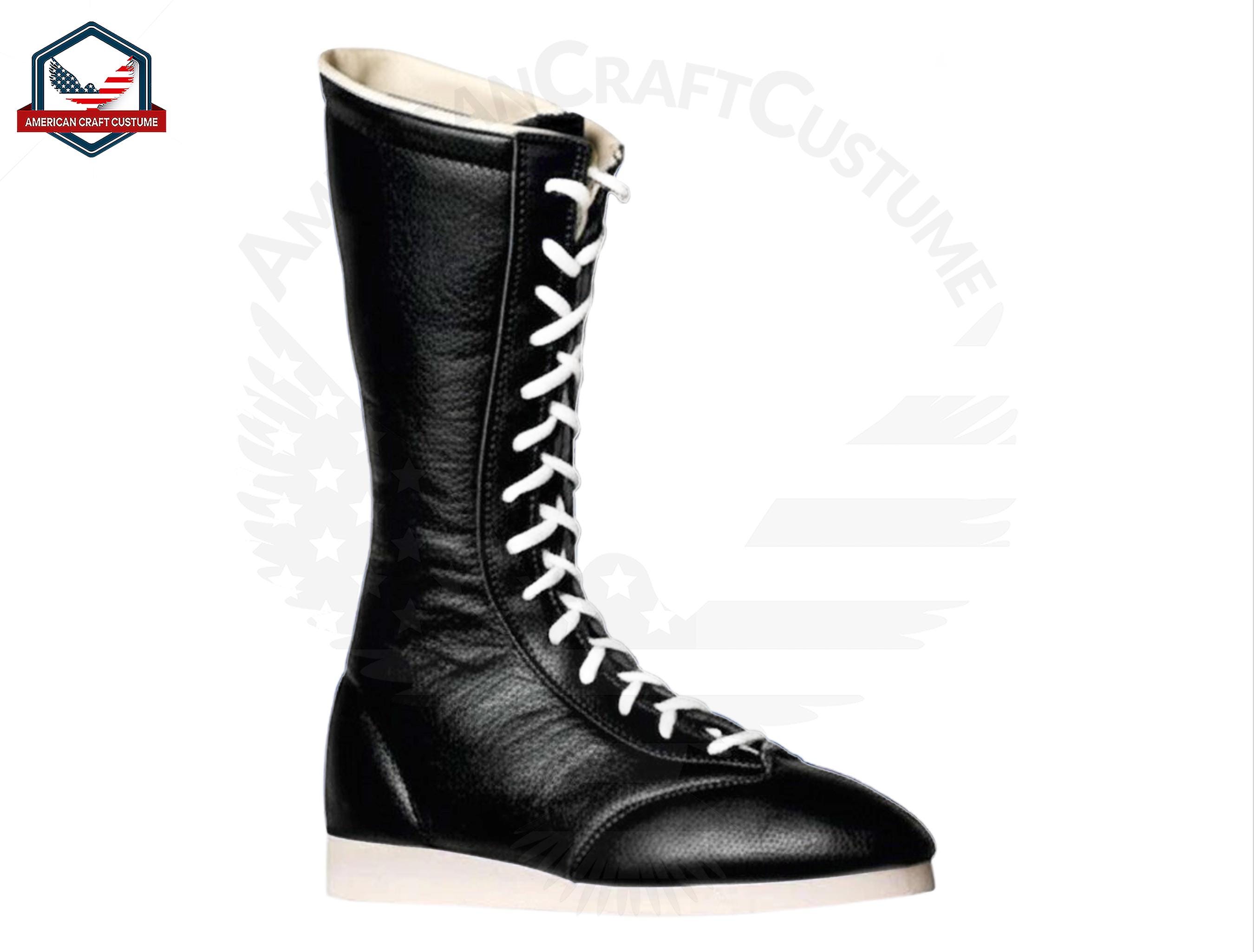 Handmade Wrestling Long Boots, Men Pro Wrestling Shoes, Leather ...