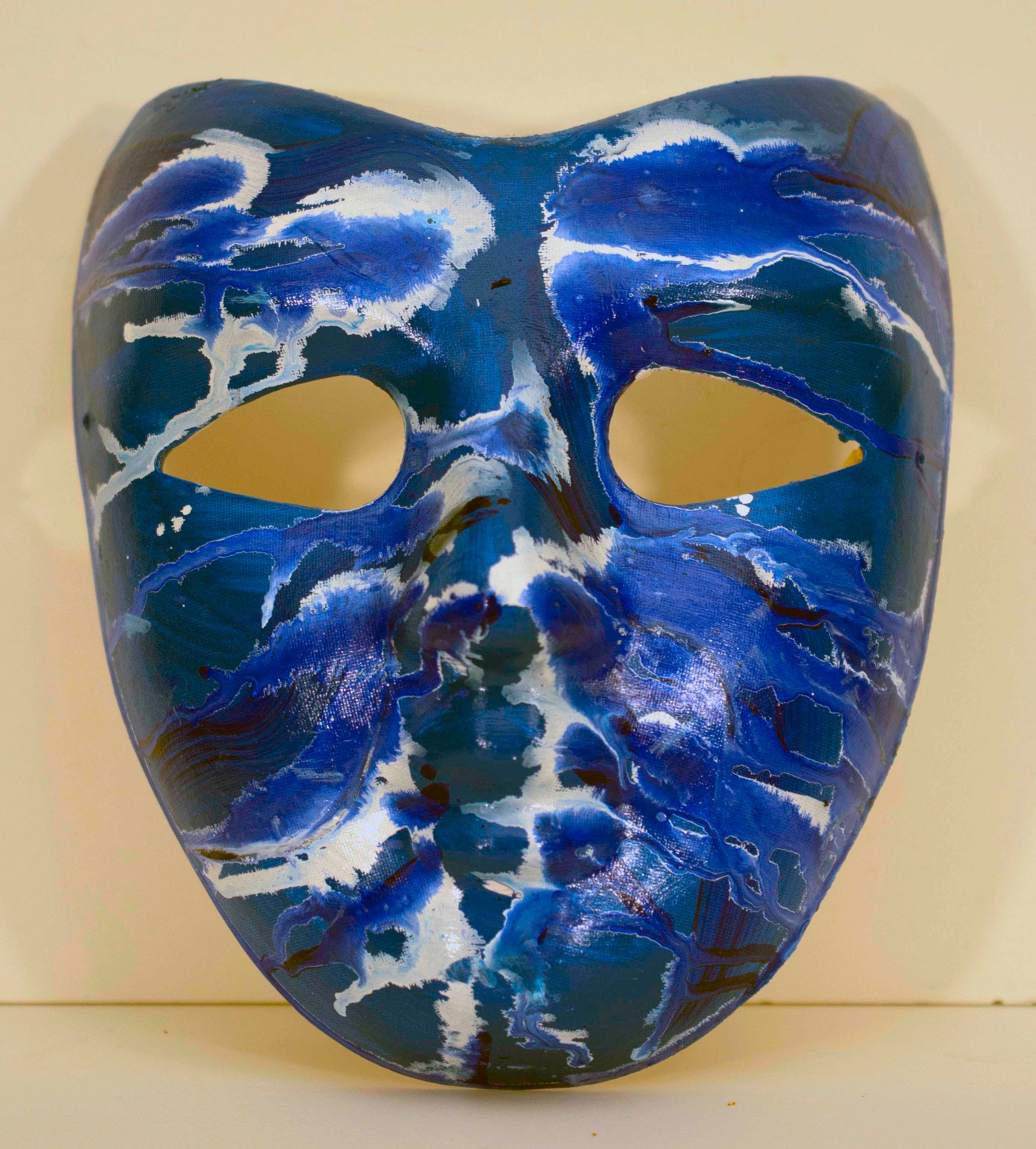 Miss Blue Sky, Unique Hand-painted Mask, Colorful Fluid Art Design ...