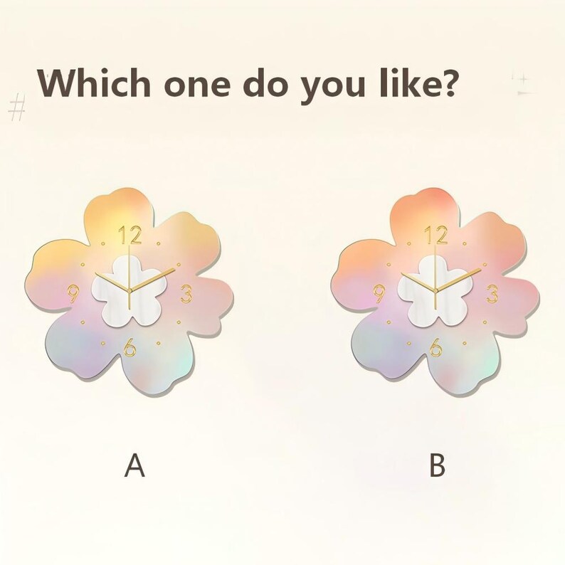 Clock Rainbow Flower Wall Clock, Warm LED Backlight, Floral Art Decor ...