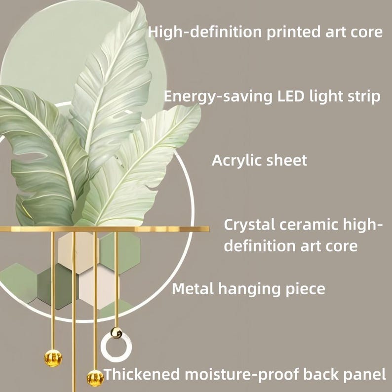 Acrylic Banana Leaf Wall Art Light, 3D Floral LED Decor, Modern ...