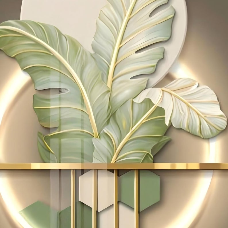 Acrylic Banana Leaf Wall Art Light, 3D Floral LED Decor, Modern ...
