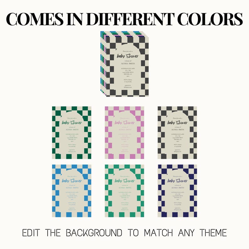 Checkerboard Baby Shower Invitation Neutral Checkers Baby Shower Invite ...