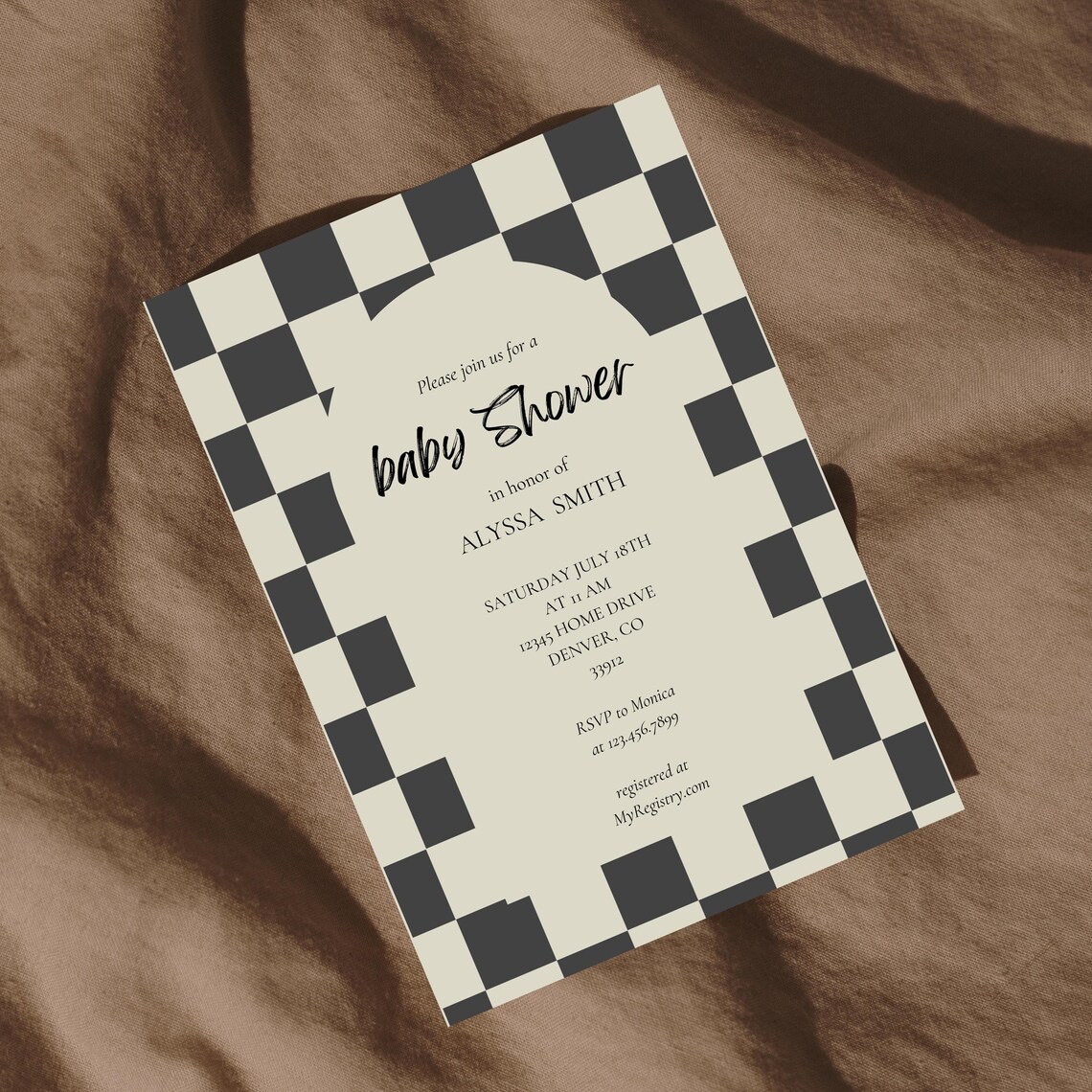 Checkerboard Baby Shower Invitation Neutral Checkers Baby Shower Invite ...