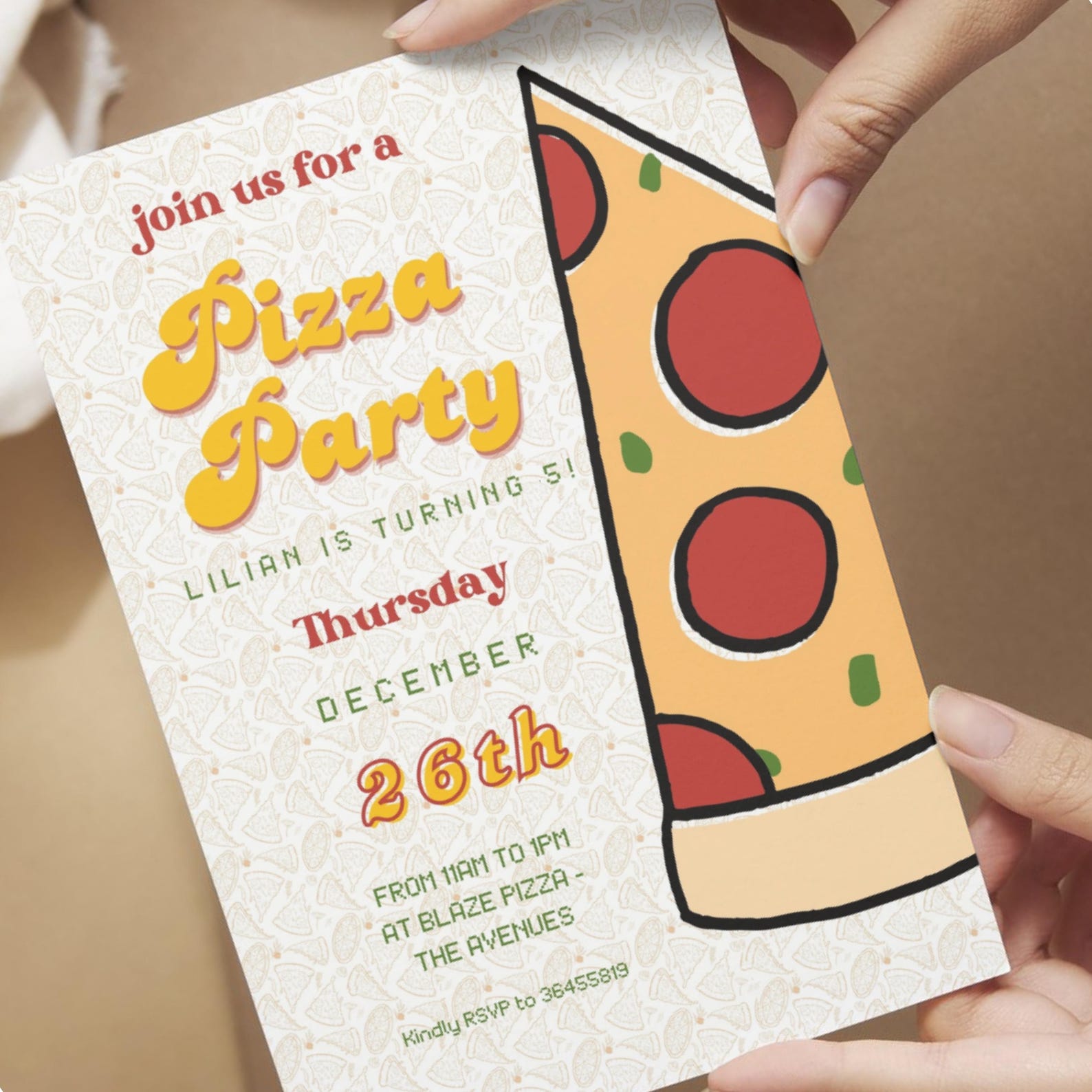Retro Pizza Party Invitation | Editable Canva Template | Digital Invite ...