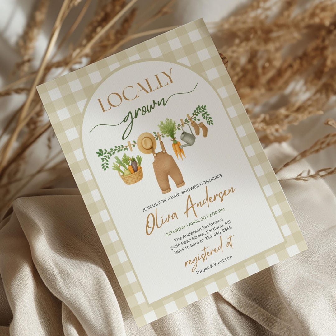 Locally Grown Baby Shower Invitation, Farmers Market Baby Shower ...