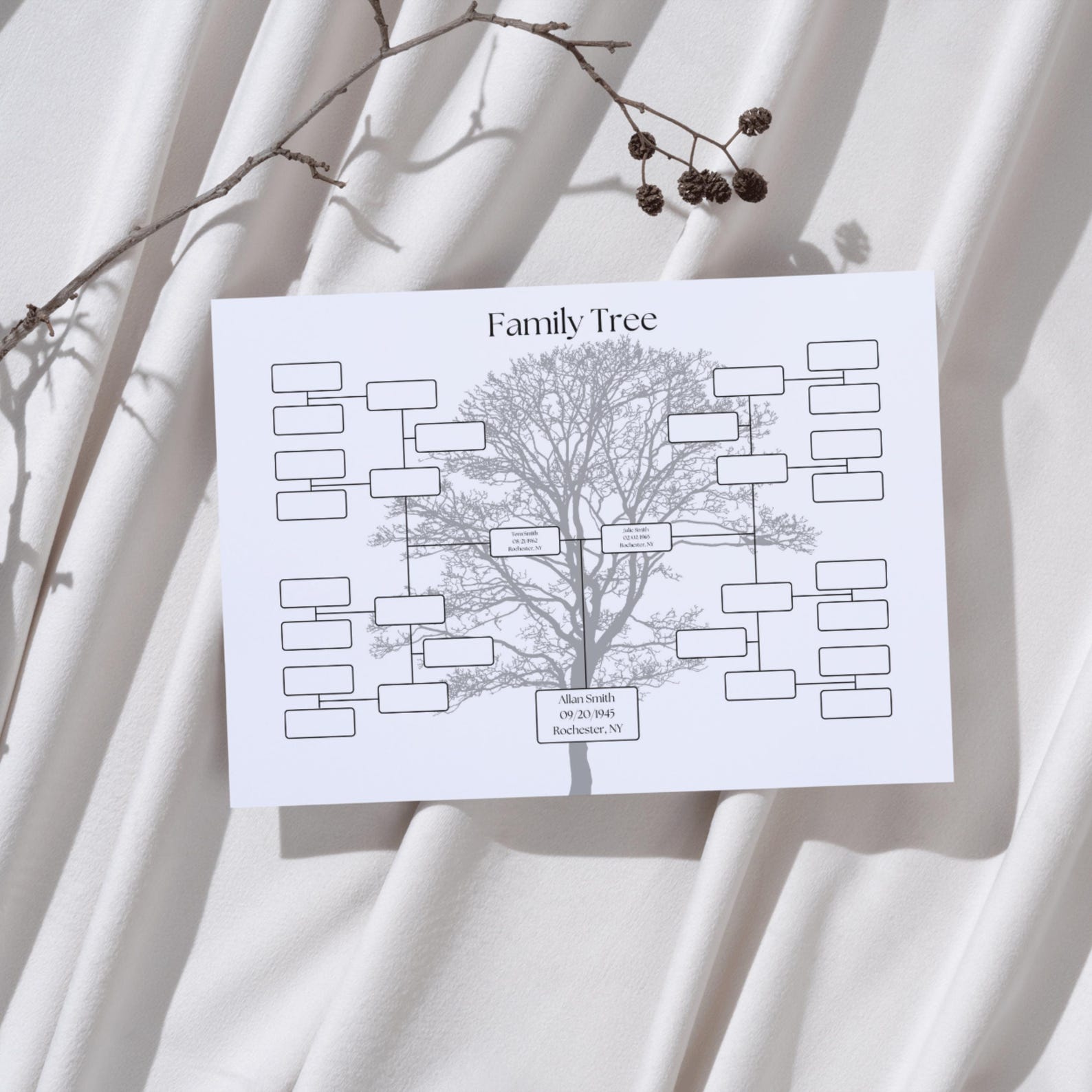 5 Generation Family Tree Chart | Printable Genealogy Template ...