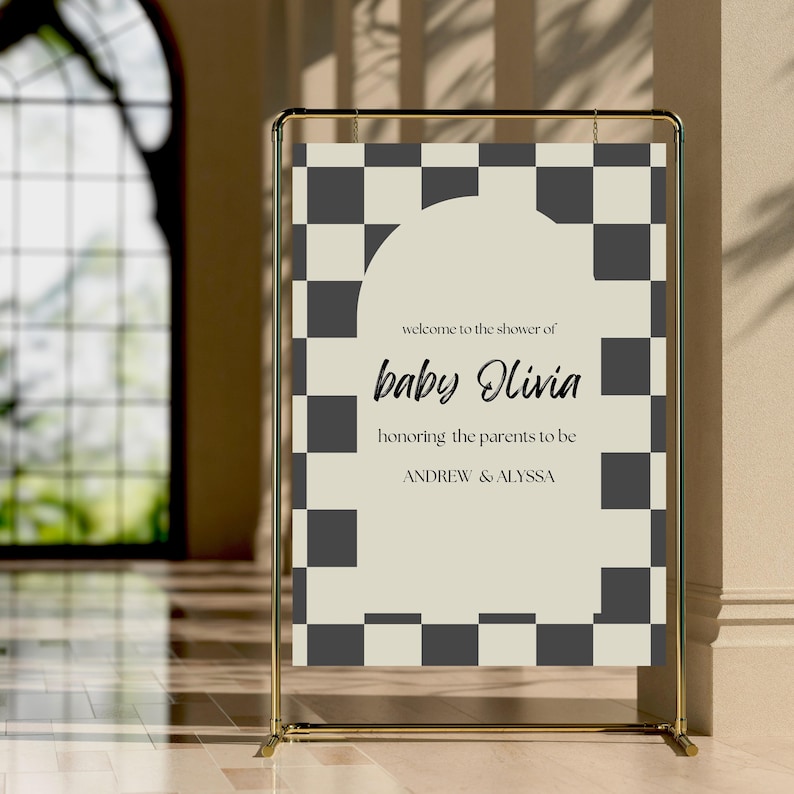 Checker Baby Shower Welcome Sign, Checker Board Welcome Sign, Baby ...