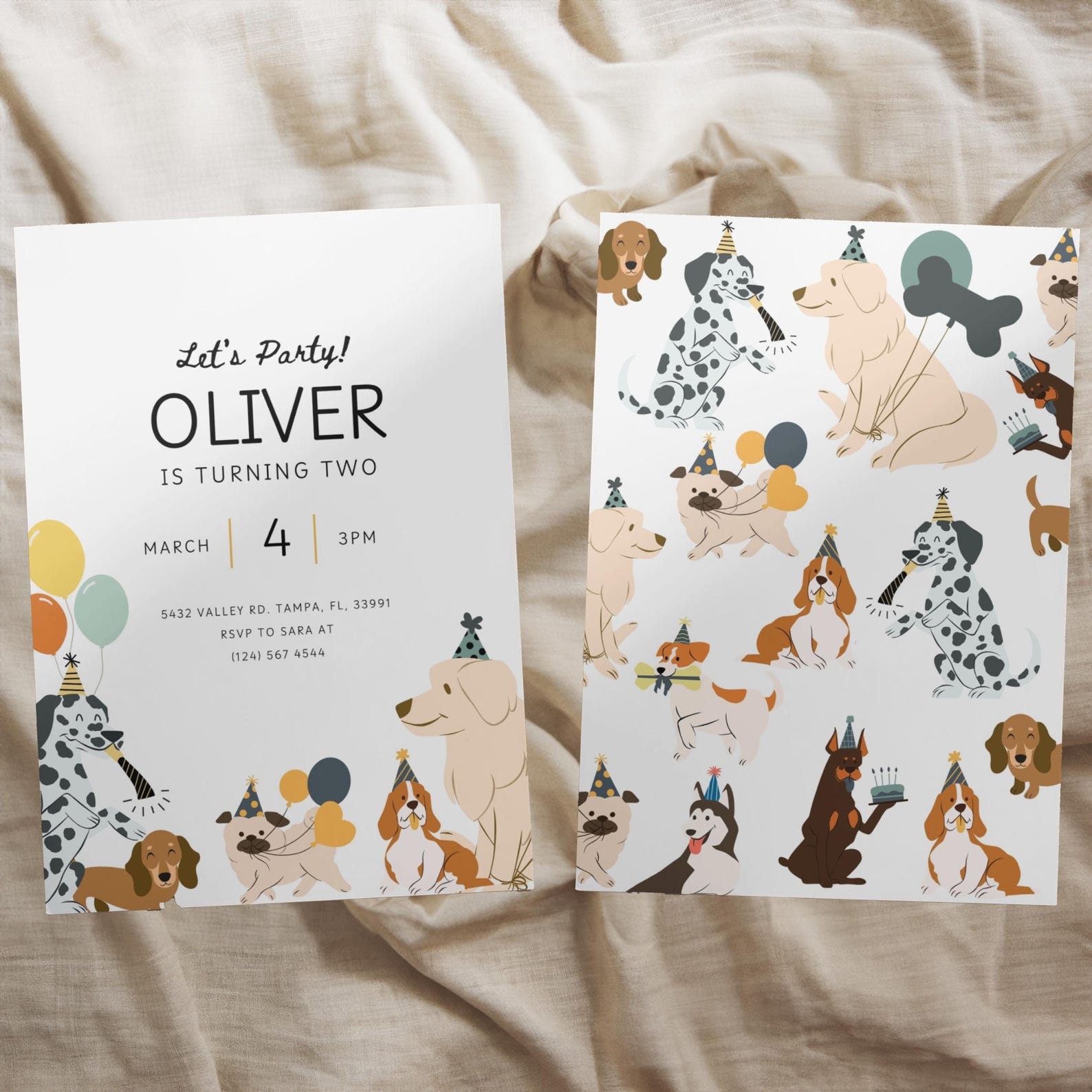 Dog Birthday Invitation, Puppy Party Invite, Dog-themed Birthday ...