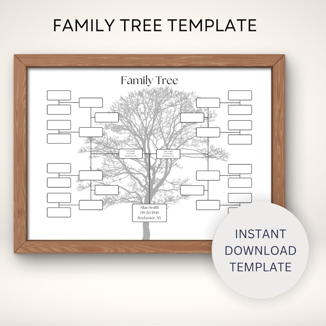 5 Generation Family Tree Chart | Printable Genealogy Template ...