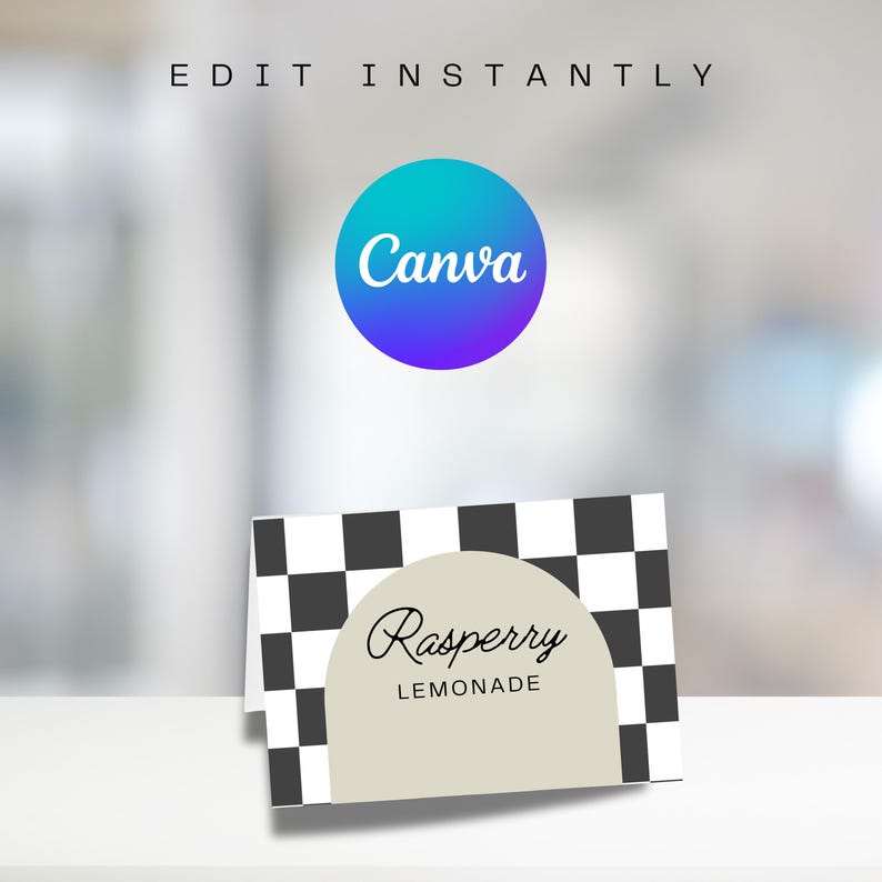 Customizable Checkerboard Food Labels Baby Shower Buffet Cards Tent ...