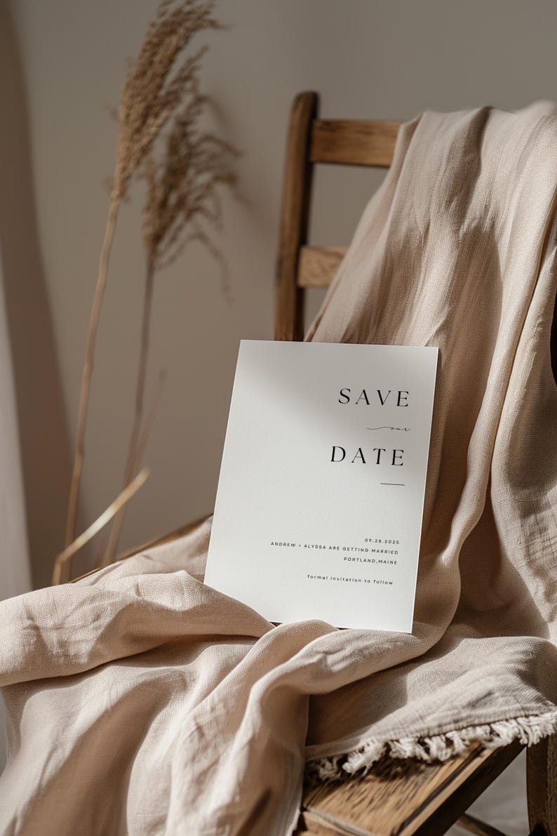 Minimalist Save the Date Template | Modern Wedding Announcement ...