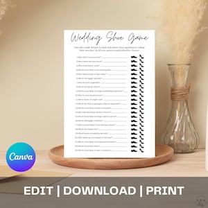 Shoe Game Template Weddings, Couples Shower Games, Bridal Shower Games ...