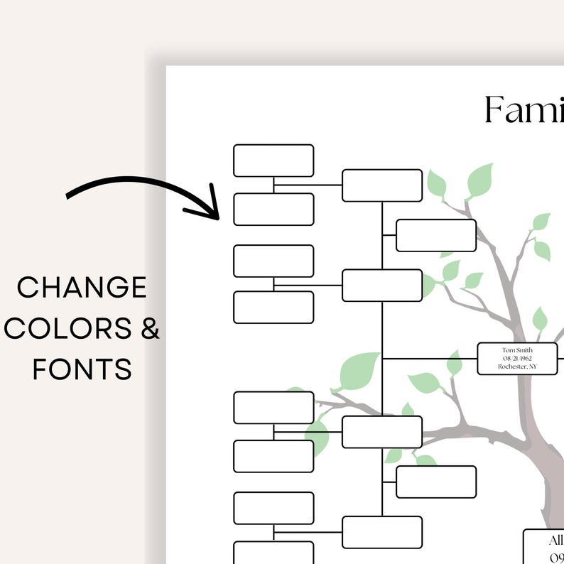 5 Generation Family Tree Chart | Printable Genealogy Template ...