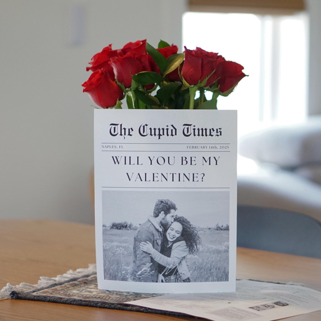 Custom Valentines Day Newspaper Template Canva Valentines Newspaper ...