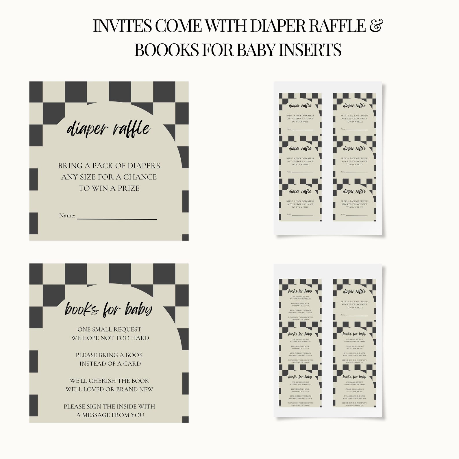 Checkerboard Baby Shower Invitation Neutral Checkers Baby Shower Invite ...