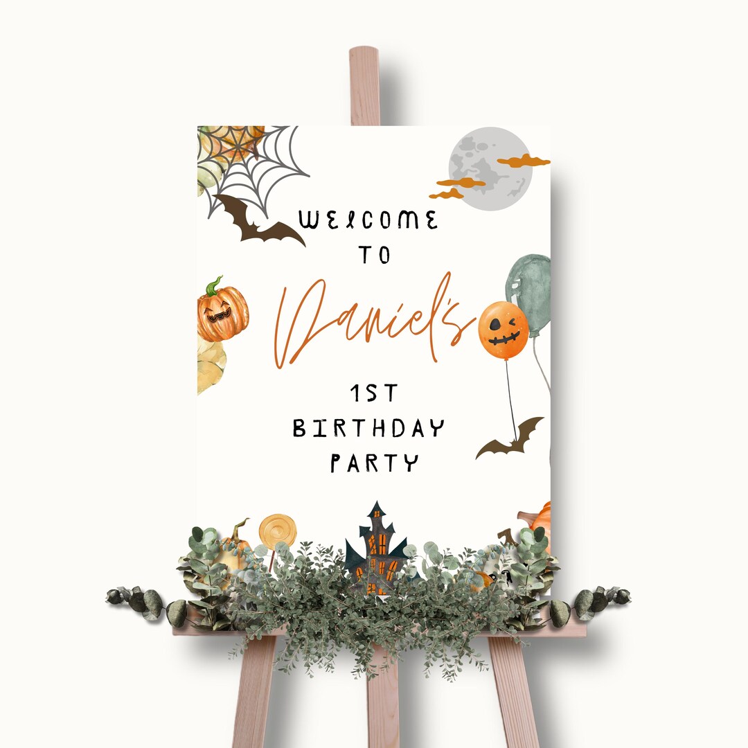 Spooky One Birthday Welcome Sign Halloween First Birthday Sign Spooky ...
