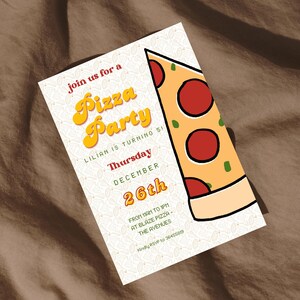 Retro Pizza Party Invitation | Editable Canva Template | Digital Invite ...