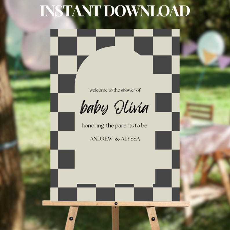 Checker Baby Shower Welcome Sign, Checker Board Welcome Sign, Baby ...