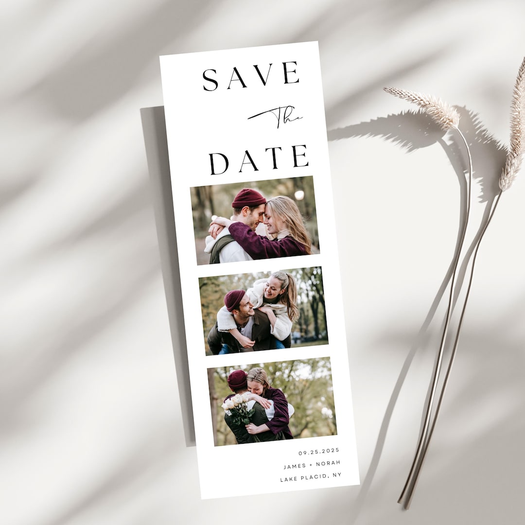Photo Strip Save the Date Template | Printable Photo Booth Save Our ...