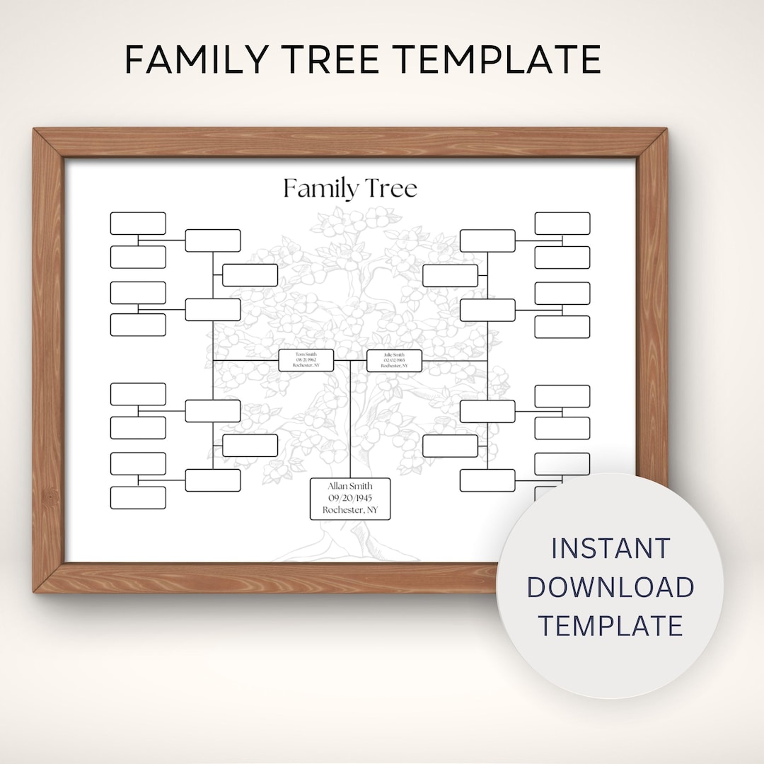 5 Generation Family Tree Chart | Printable Genealogy Template ...