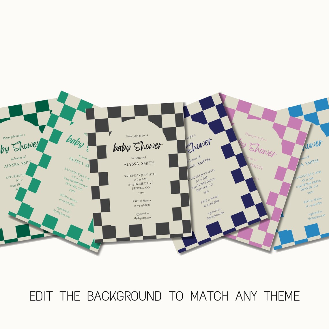 Checkerboard Baby Shower Invitation Neutral Checkers Baby Shower Invite ...