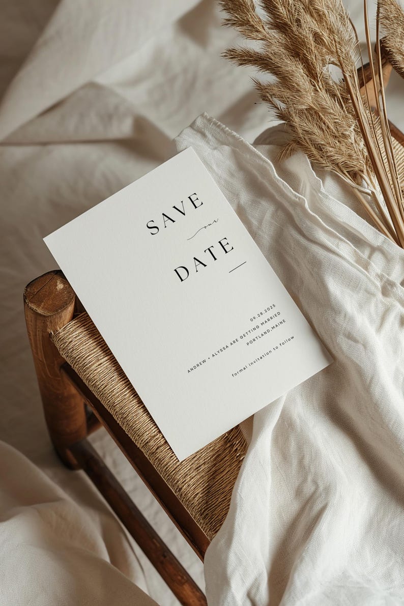 Minimalist Save the Date Template | Modern Wedding Announcement ...