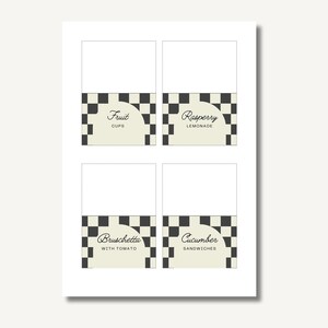 Customizable Checkerboard Food Labels | Baby Shower Buffet Cards | Tent ...