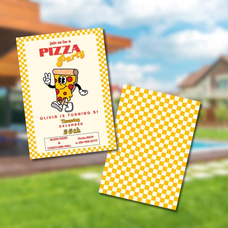 Retro Pizza Party Invitation | Editable Canva Template | Digital Invite ...