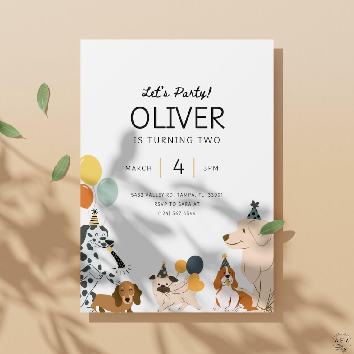 Dog Birthday Invitation, Puppy Party Invite, Dog-themed Birthday ...