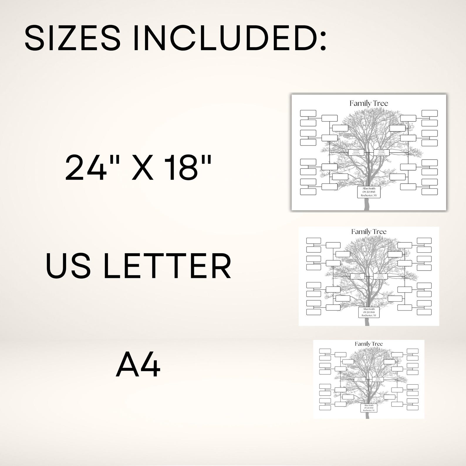 5 Generation Family Tree Chart | Printable Genealogy Template ...