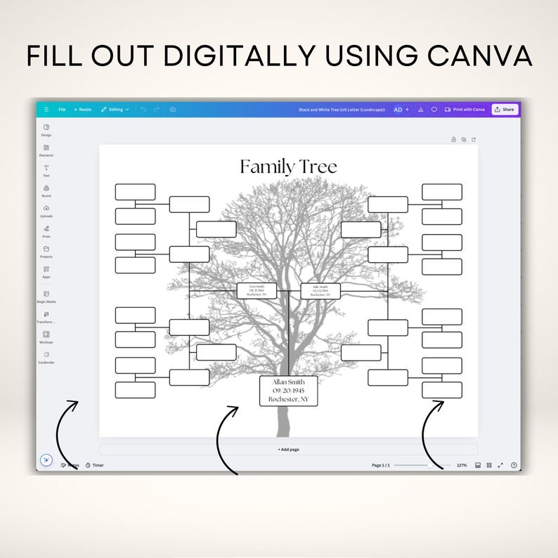 5 Generation Family Tree Chart | Printable Genealogy Template ...