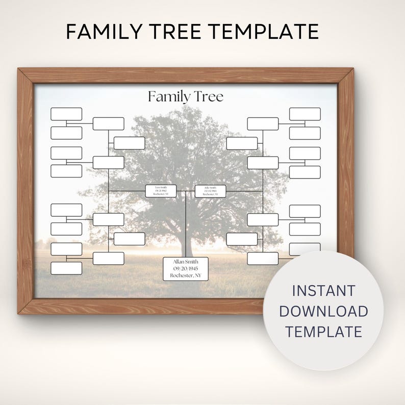 5 Generation Family Tree Chart | Printable Genealogy Template ...