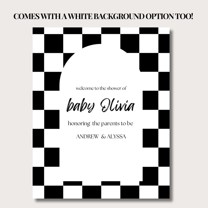 Checker Baby Shower Welcome Sign, Checker Board Welcome Sign, Baby ...