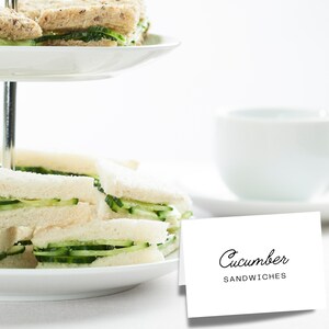 Simple Black and White Buffet Card Template | Modern Food Tent Cards ...