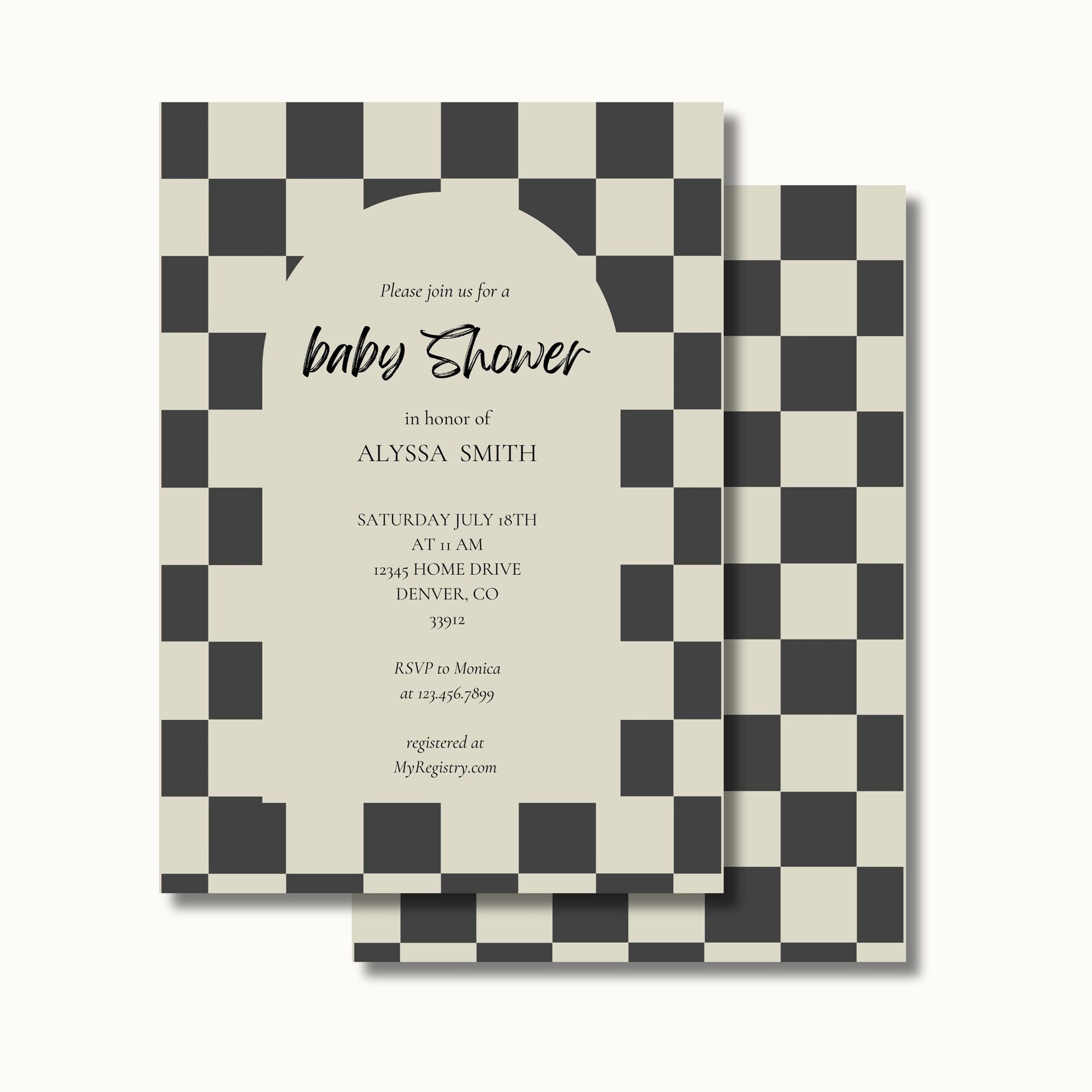 Checkerboard Baby Shower Invitation Neutral Checkers Baby Shower Invite ...