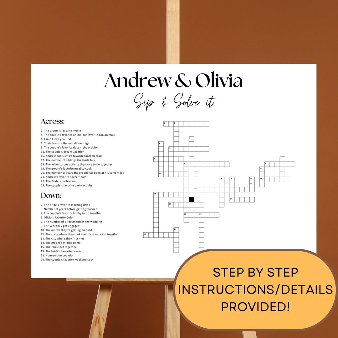 Custom Wedding Crossword Puzzle: Bridal Shower Game (digital Download ...