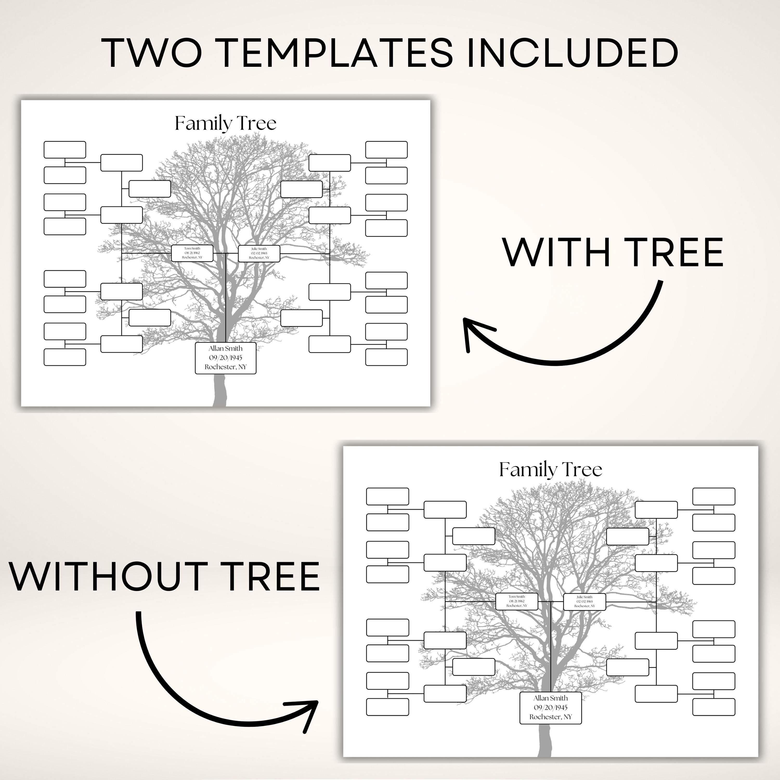 5 Generation Family Tree Chart | Printable Genealogy Template ...