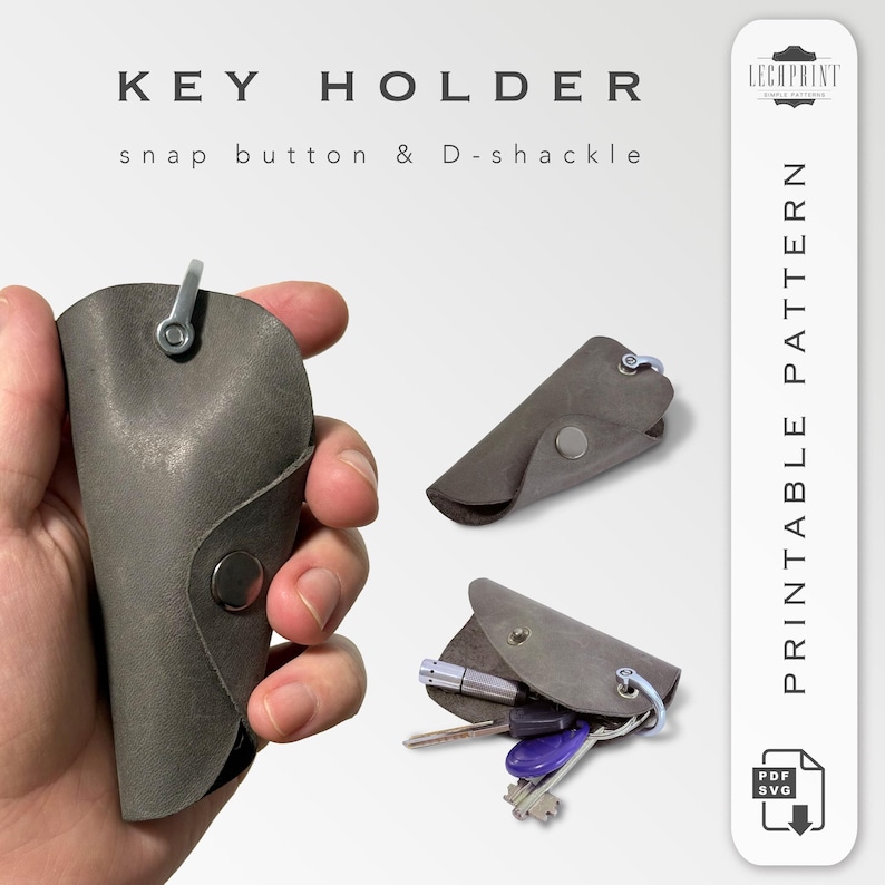 Leather Key Holder Pattern - PDF, SVG Template, Instant Download, A4 ...