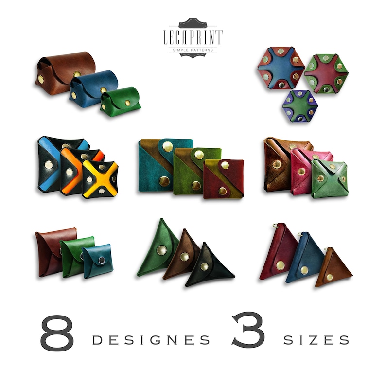 Leather Coin Pouch 24-in-1 Patterns: 8 Designs, 3 Sizes (PDF & SVG ...