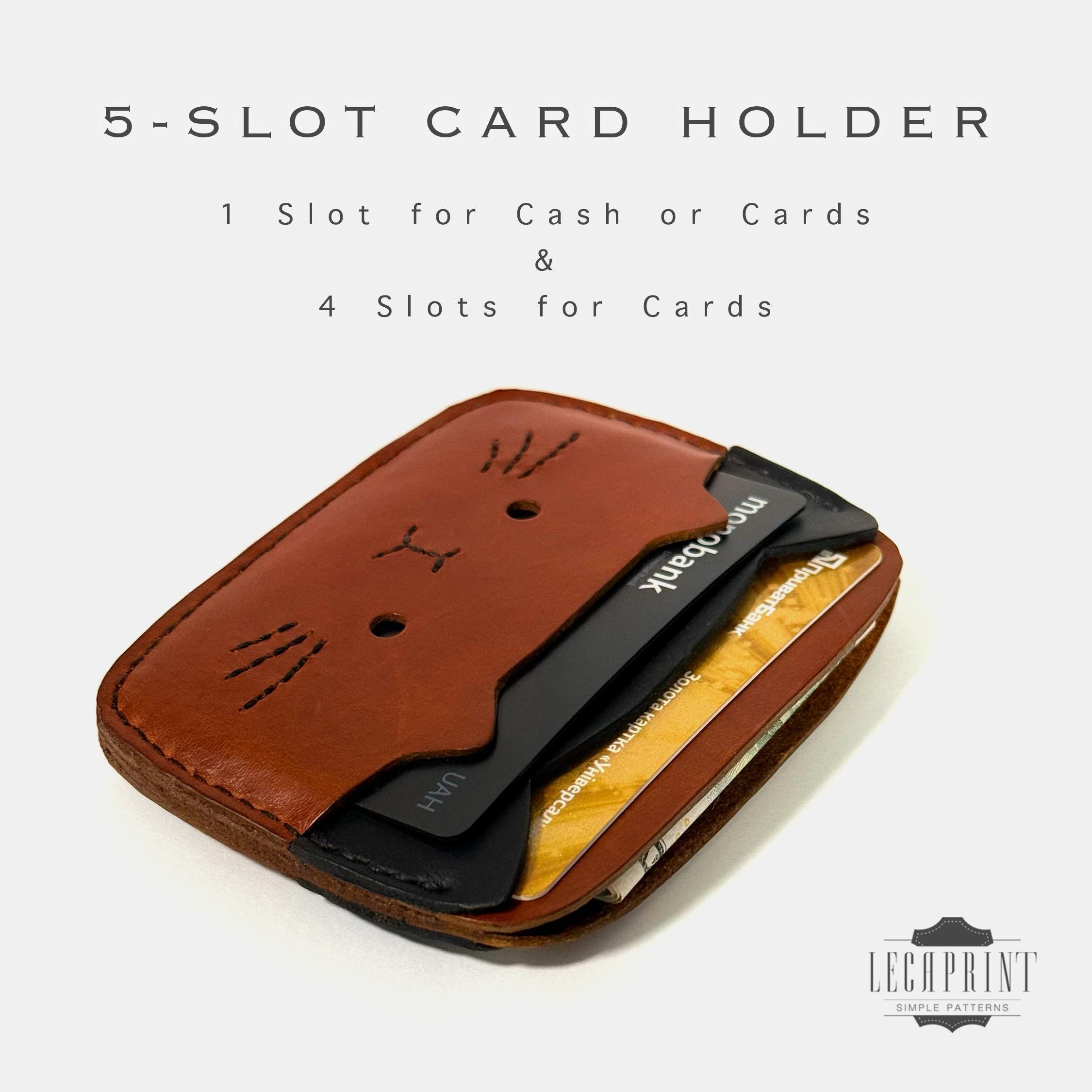 Cat Card Holder Pattern | 5 Slots | Leather Card Wallet Template PDF ...