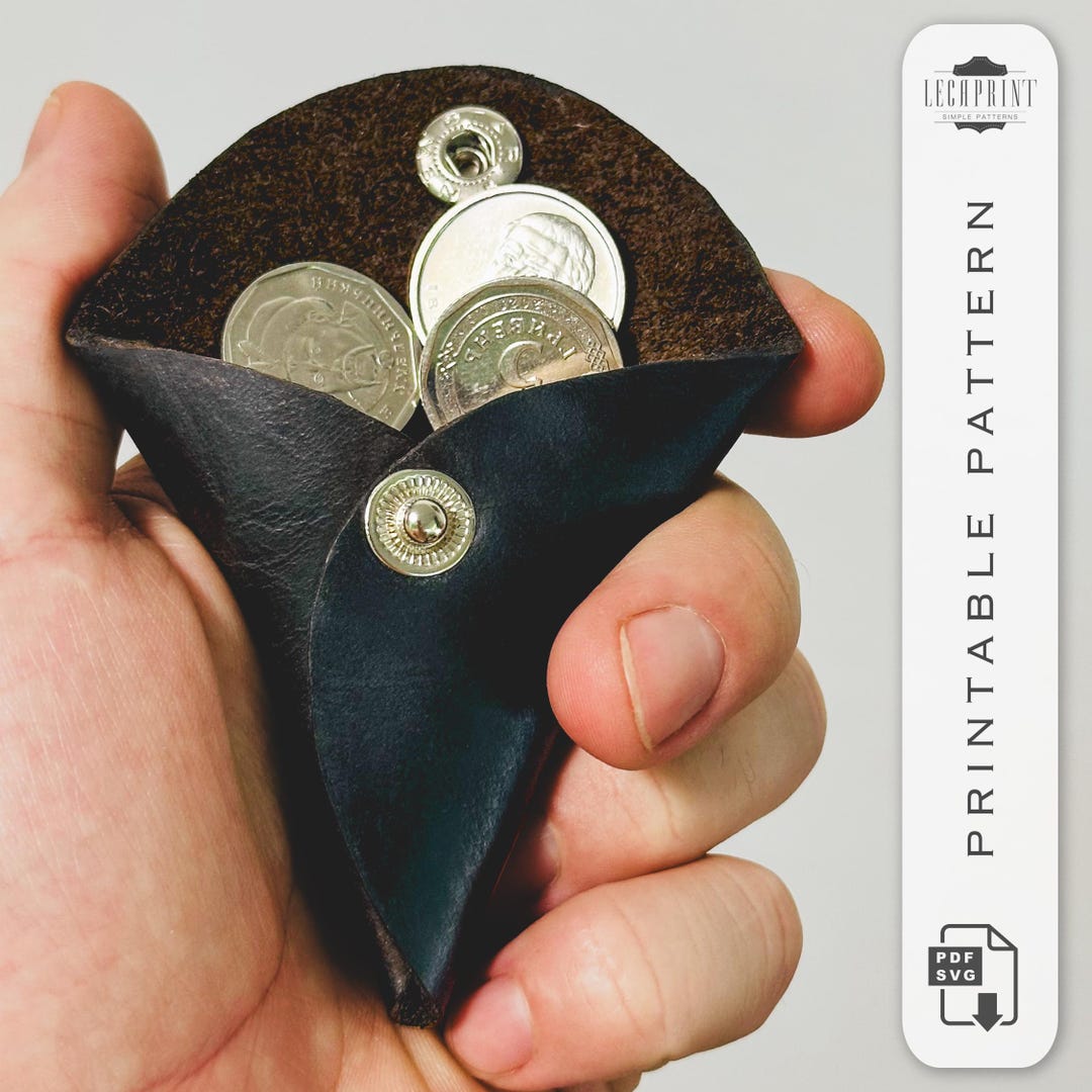 Triangle Leather Coin Pouch Template - PDF and SVG Pattern, Instant ...